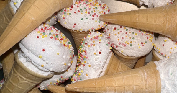 Freeze dried marshmallow sherbet cones
